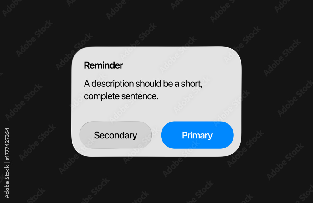 iOS 26 Alerts, Reminders, and Notification UI components with Liquid Glass design. Modern Apple ...