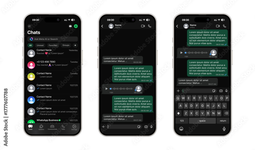 WhatsApp Messenger UI template 2025 update with iOS Liquid Glass ...