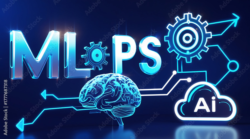 Stock-Illustration „Advanced MLOps Framework for Scalable Machine Learning Deployment, Automated ...