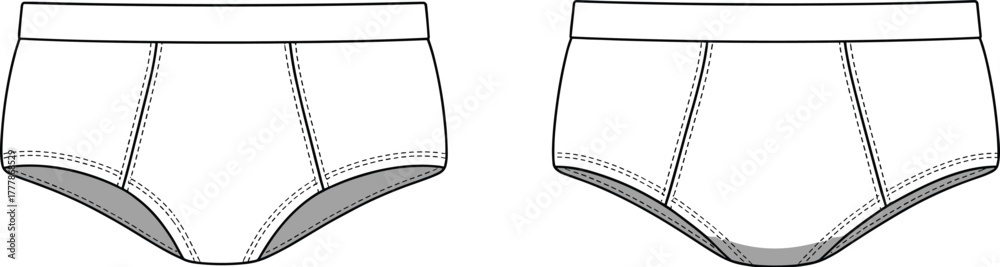 Men’s briefs front view, technical underwear sketch, fashion flat ...