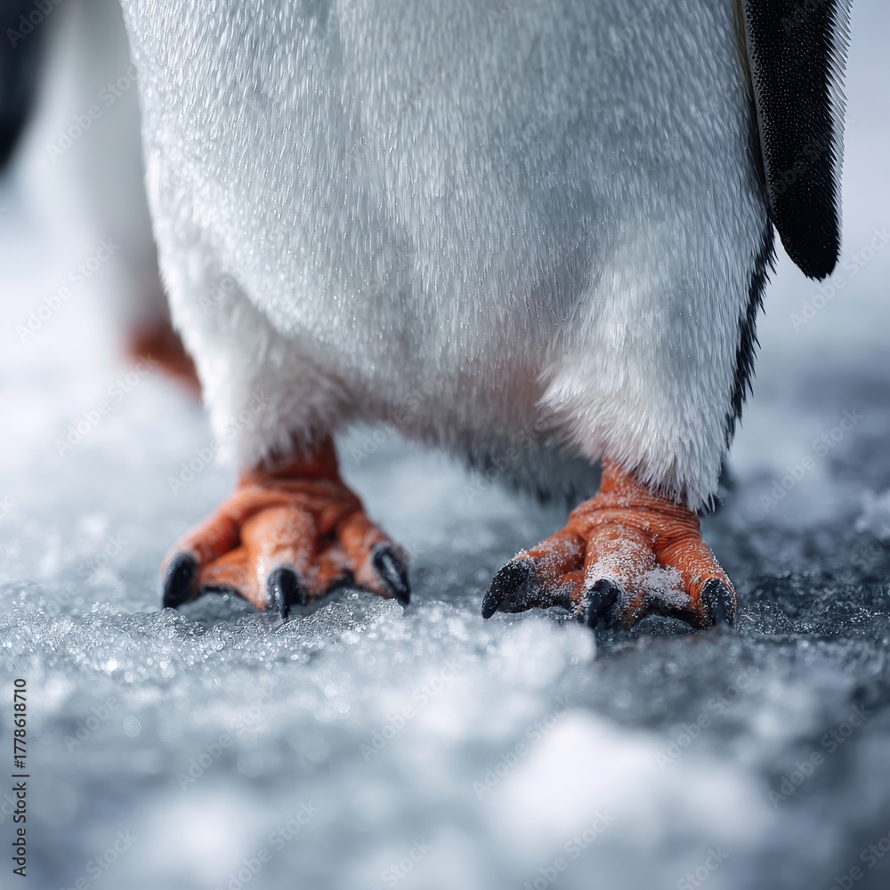 Close-up of Penguin Feet on Ice A Study in Antarctic Wildlife and ...