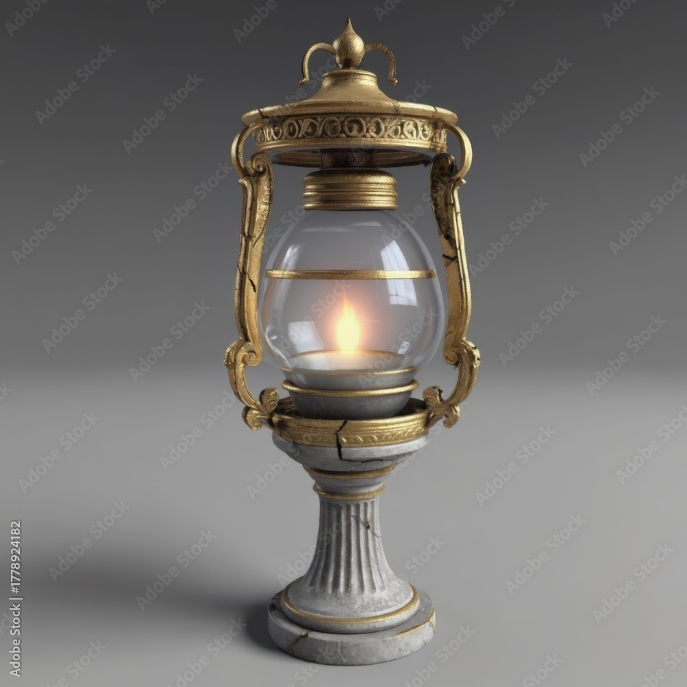 Realistic 3D model of an ancient Roman stone lantern, featuring ...