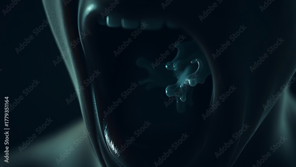 tumor. Human throat with shadowy, tumor-like formations of vibrating ...