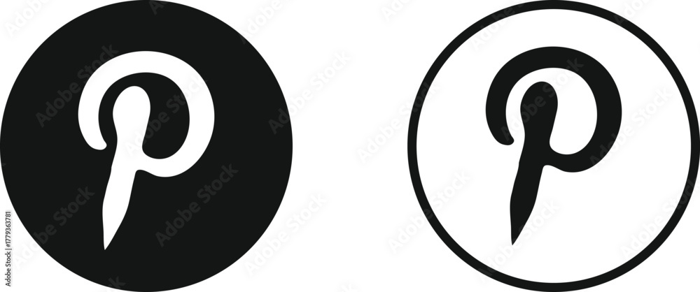 pinterest logo icon set. Social Media Network symbol. pinterest icon ...