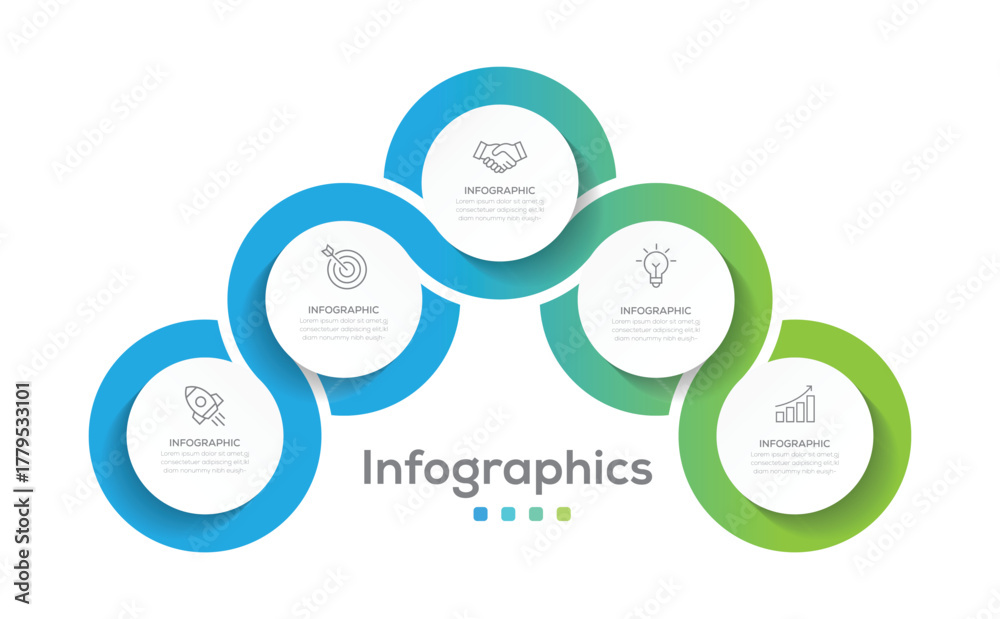 Circular layout diagram with 5 steps, circular layout diagram ...