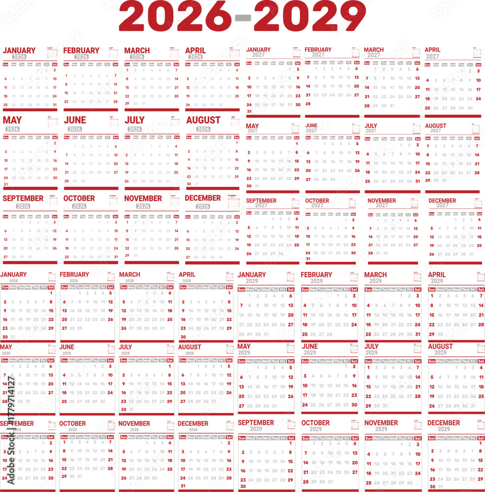Image vectorielle Stock Minimalist Monthly Calendar Layout For 2026 To ...