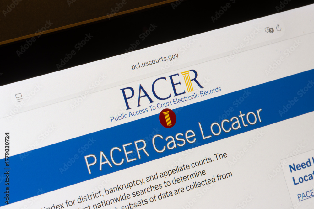 Stock-Foto „Portland, OR, USA - Nov 5, 2025: Webpage of PACER (Public ...