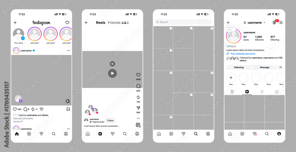 Instagram app UI template 2026 update shown on iPhone 17, featuring ...