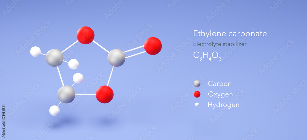 Illustration Stock ethylene carbonate molecule, molecular structure ...