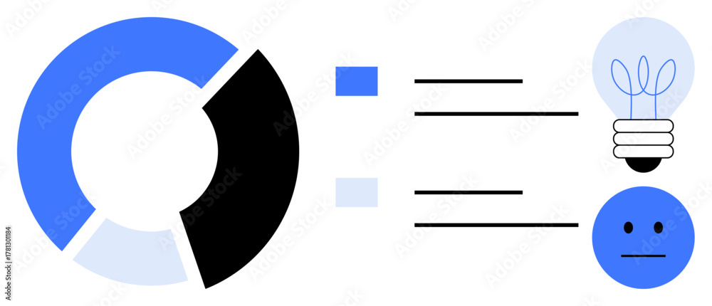 Circular pie chart with light and dark segments linked to a legend ...