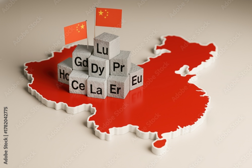 Photo Stock China's Dominance in Rare Earth Elements: Stacked Cubes ...