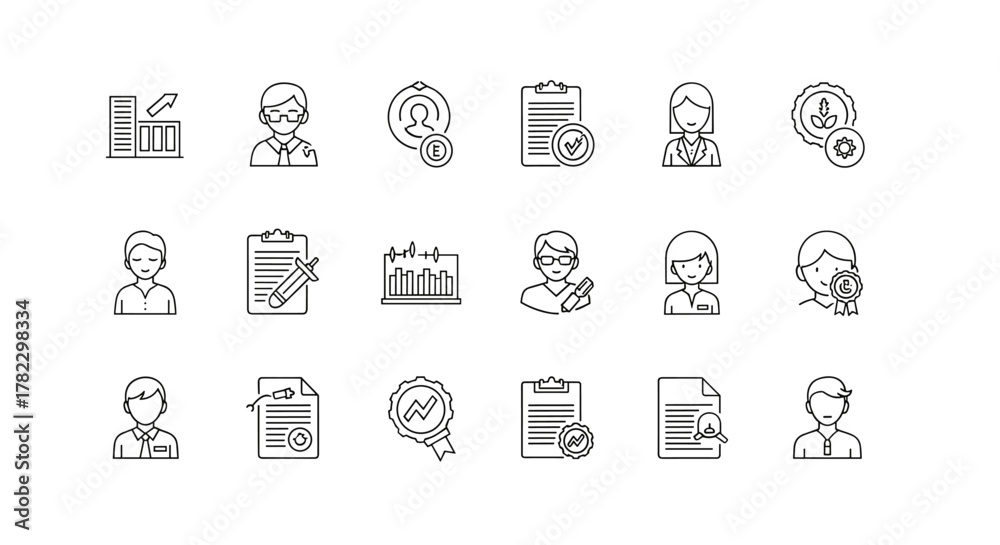 Vector de Stock Quality control icon set featuring inspection ...