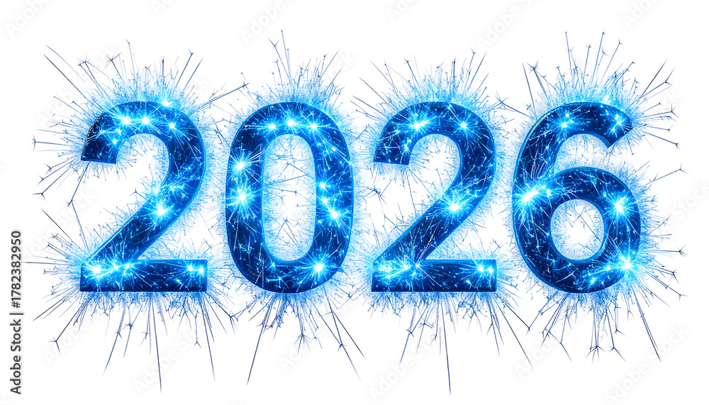 Sparkling New Year 2026: An illuminated display of the year 2026. A ...