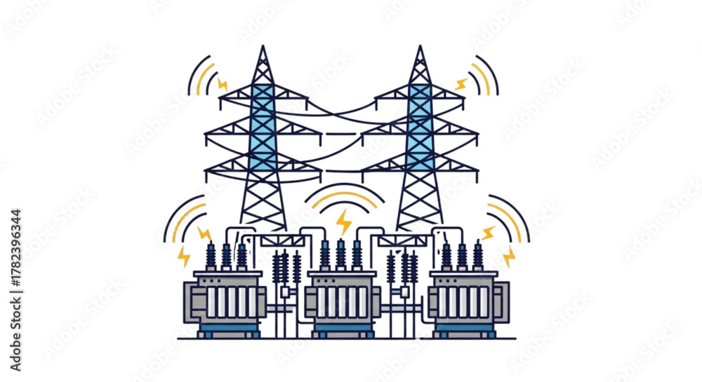 Advanced Electrical Substation Transformer Yard Illustration: High ...