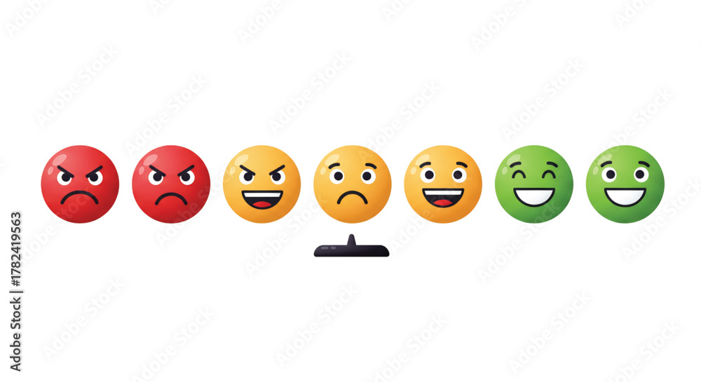 A row of emoji faces displaying a spectrum of human emotion, from anger ...