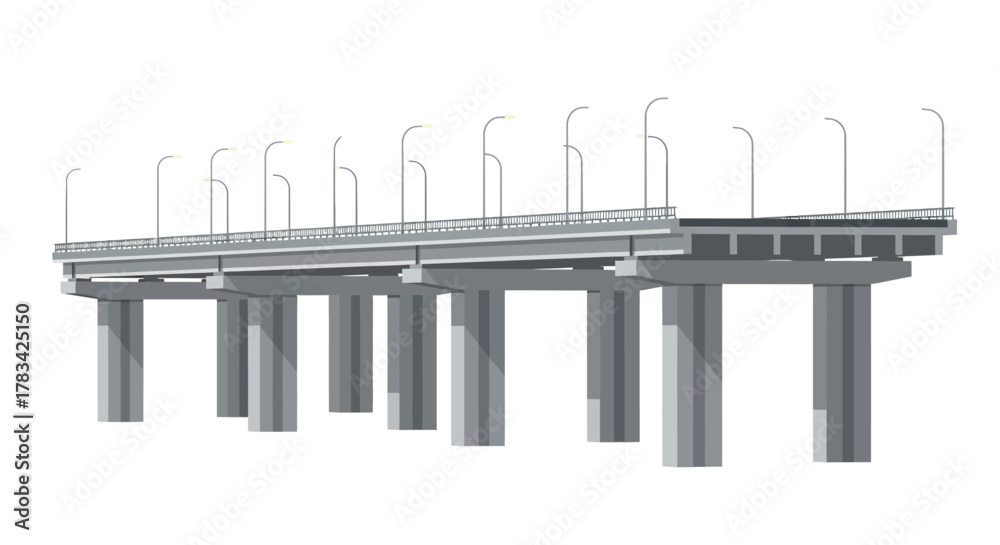 Elevated highway bridge overpass, showing modern road infrastructure ...