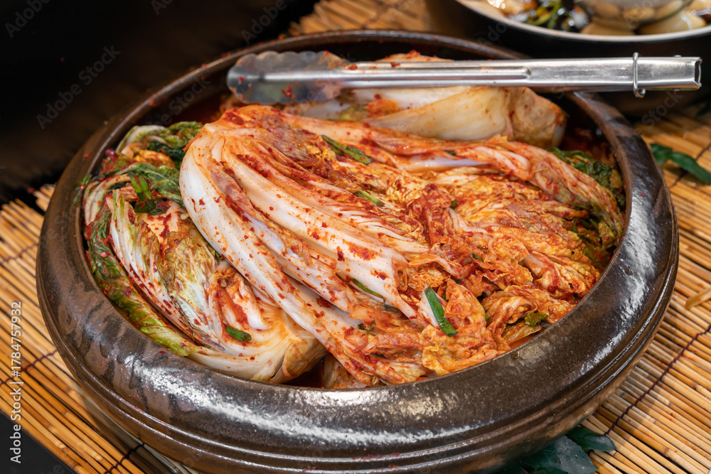 Photo Stock Traditional Korean Napa cabbage kimchi made with chili ...