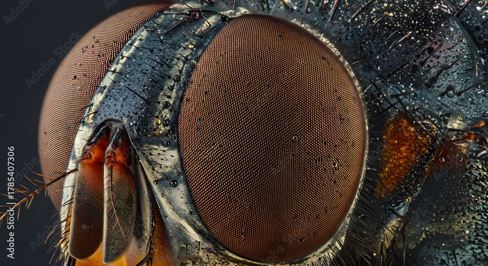 Extreme macro image showing the intricate details and textures of a fly ...