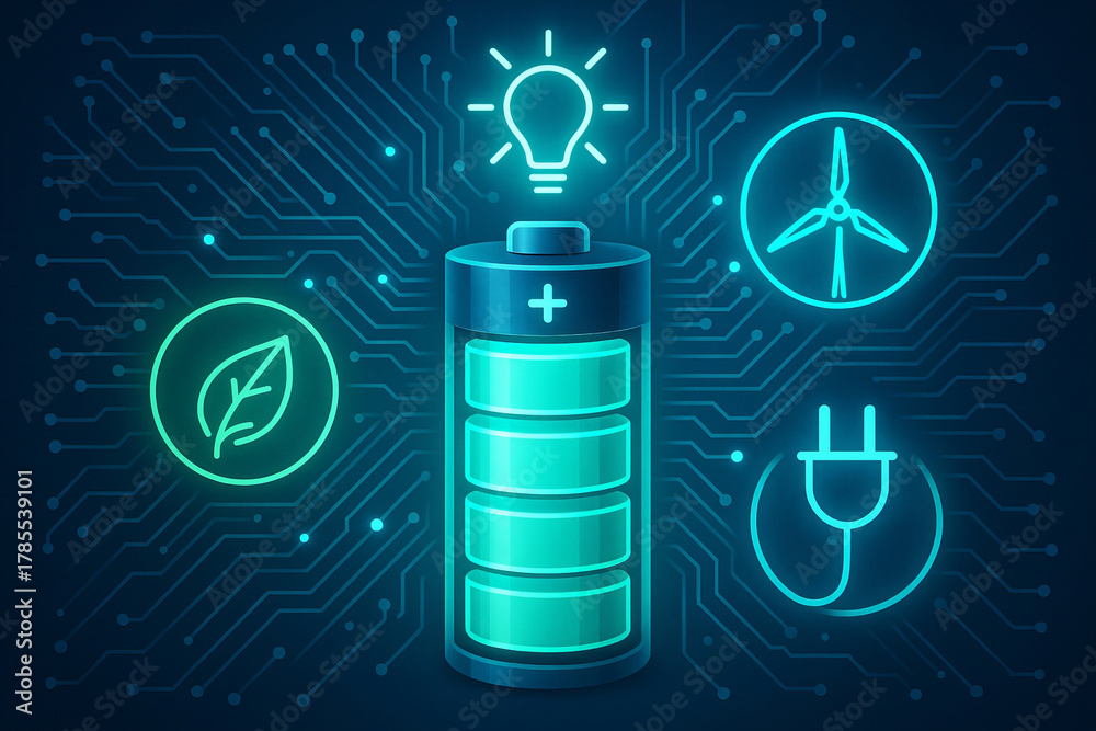 Concept of advanced battery technology with cells energy storage ...