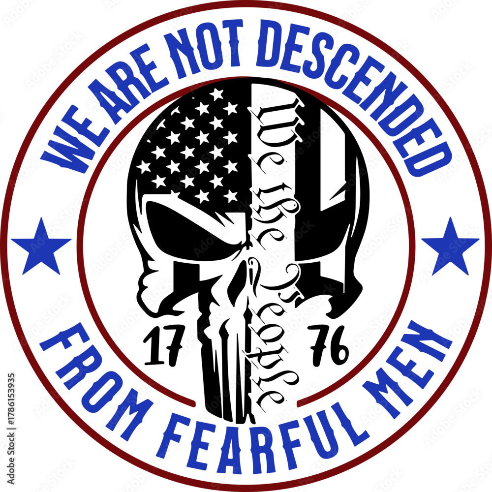 We are not descended from fearful men skull 1776 flag SVG, 1776 ...