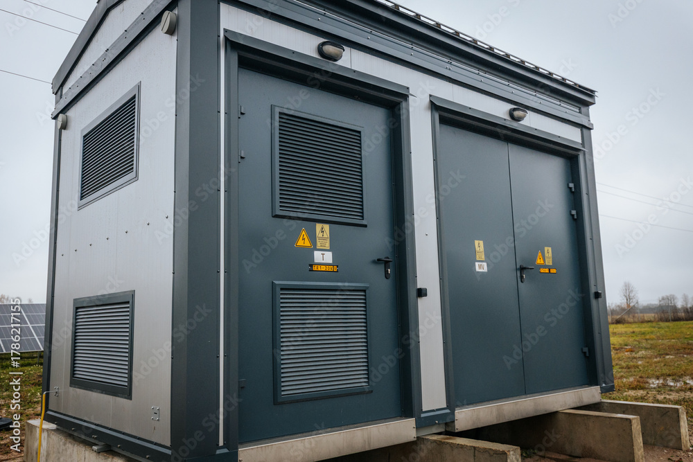 Modern electrical substation and power distribution unit installed on ...