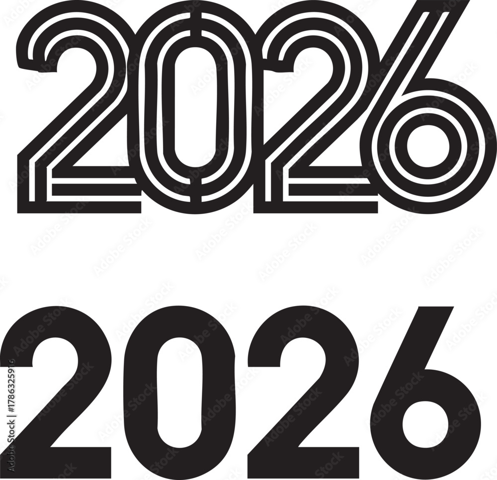 2026 Typography Vector, New Year 2026 Design, Modern Minimalist 2026 ...