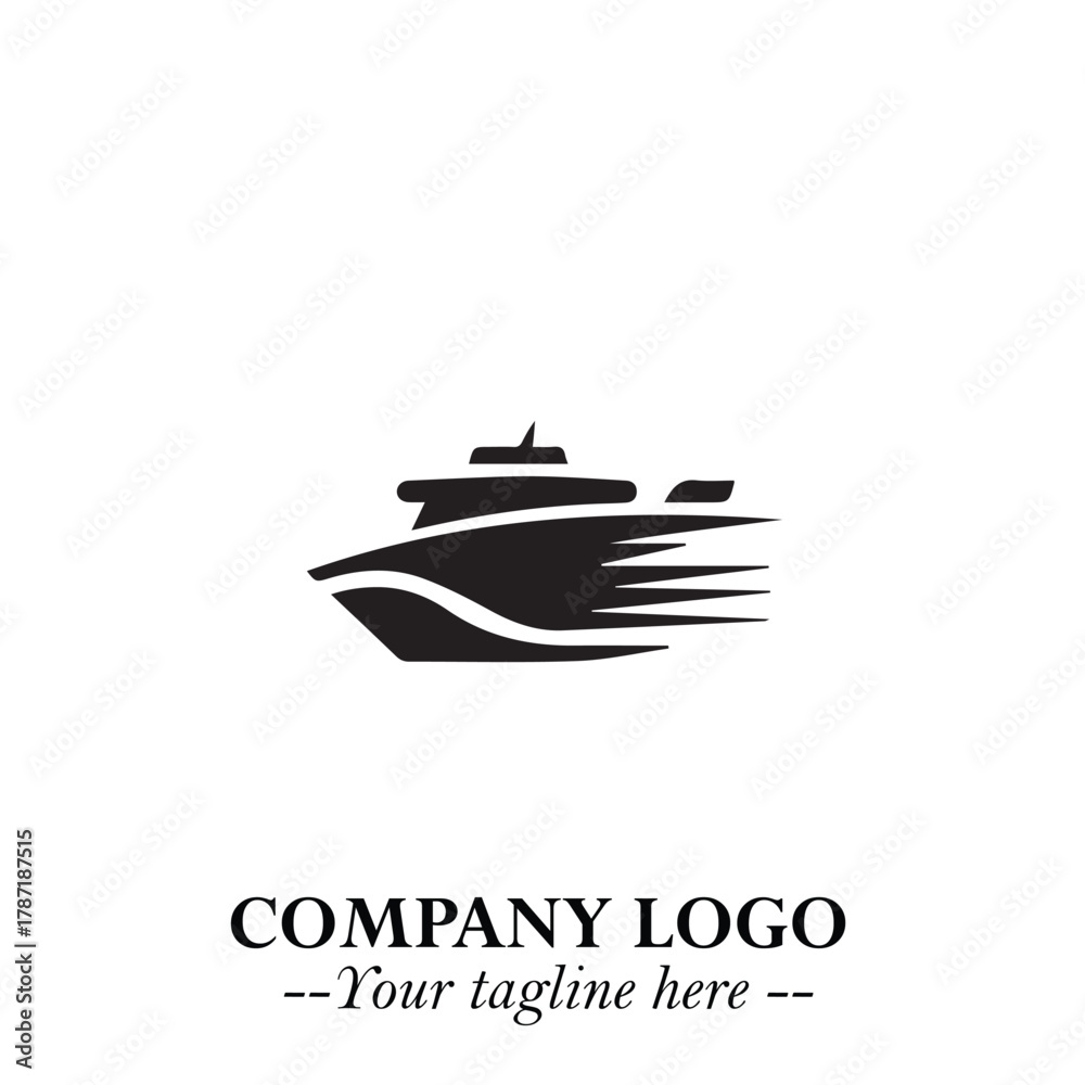 Stock-Vektorgrafik „Ship Moving Fast Logo Symbol in Black on the White ...