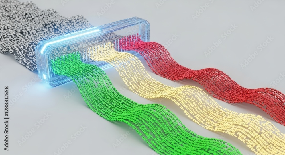 Data flow: A visual representation of data sorting and processing, with ...