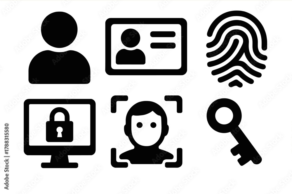 Vector de Stock Brutalist Digital ID Icons. Digital Identity silhouette ...