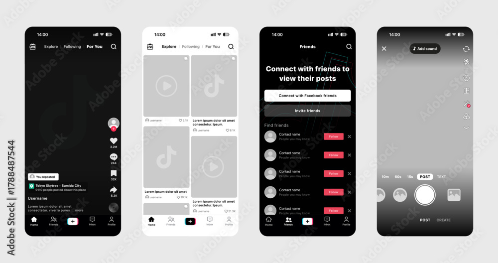 Image vectorielle Stock TikTok 2026 updated social media app UI shown ...