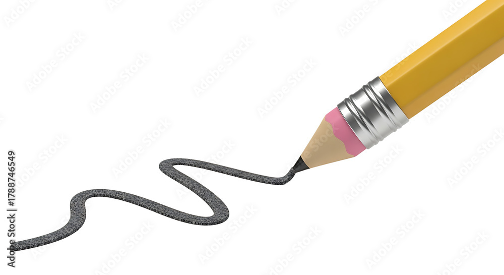 Pencil drawing a wavy line, a tool for writing, sketching, and creating ...