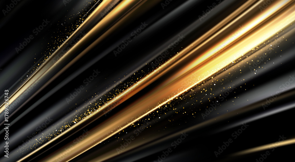 Vector Illustration Gold Ribbon Background With Sparkle Streaks Stock ...