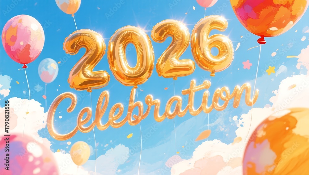Banner with balloons and the 2026 celebration on it の Stock イラスト ...