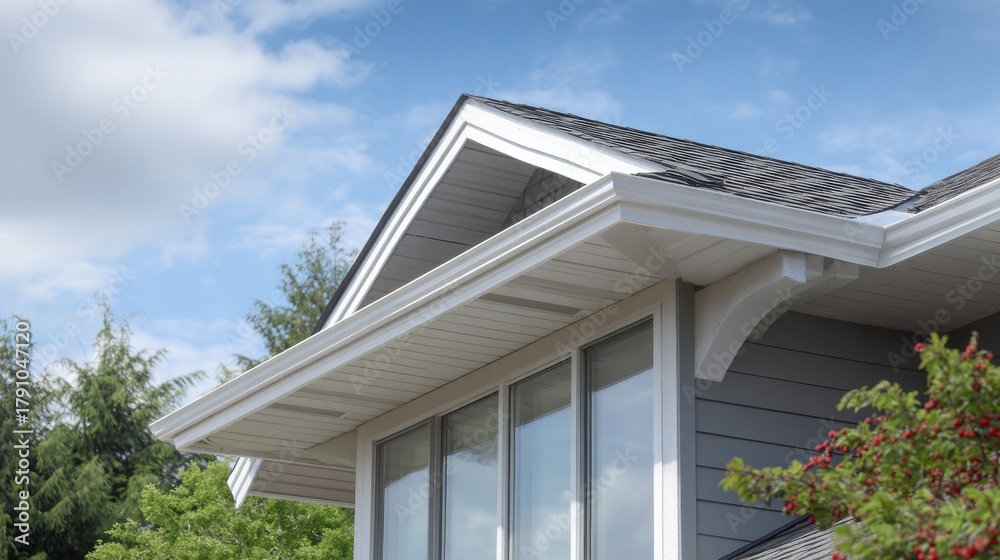 Photo Stock Stunning photo of gutter guard system featuring white ...