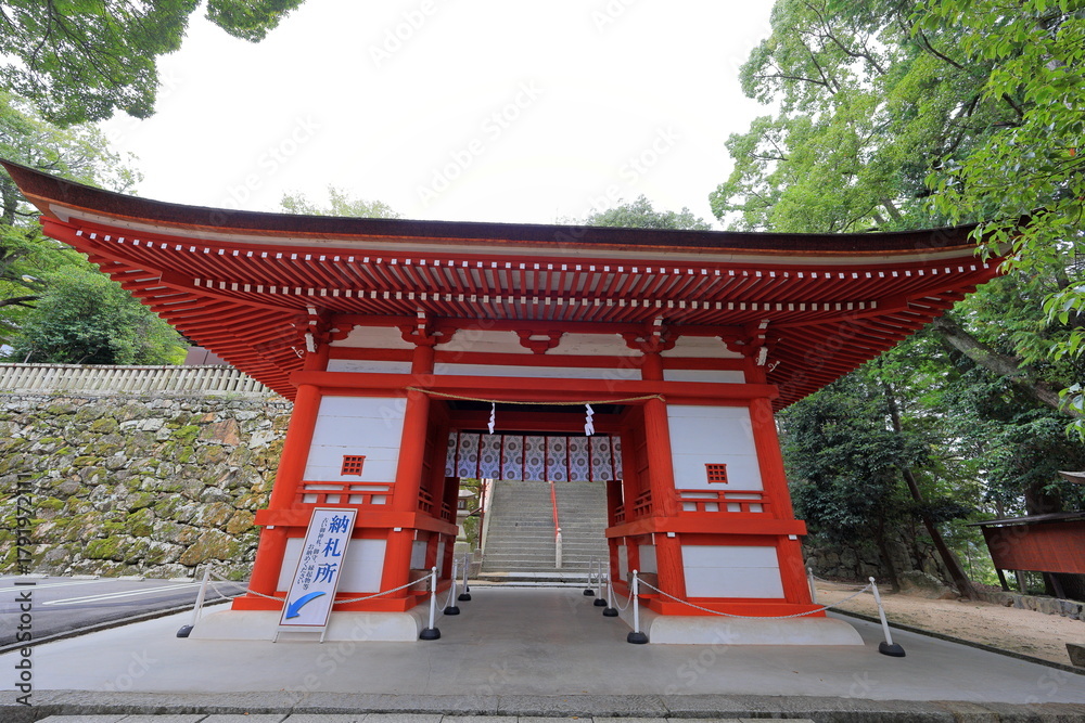 Kibitsu Jinja, (Sanbi Ichinomiya), Shinto shrine, known as an example ...
