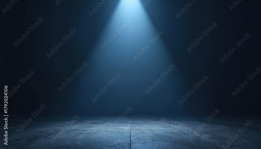 Dramatic photo of spotlight on empty stage. Cool blue beam of light ...