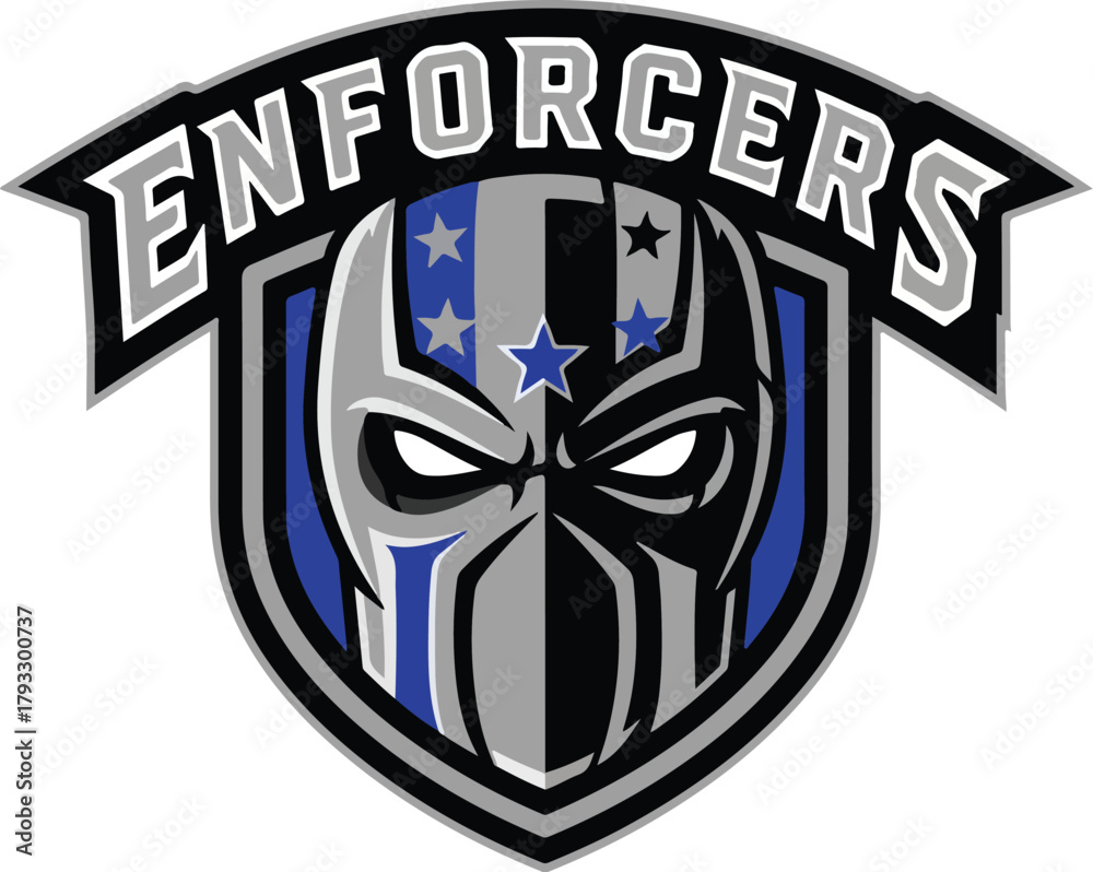 Enforcers Mascot Logo – Futuristic Armored Mask Warrior Esports ...
