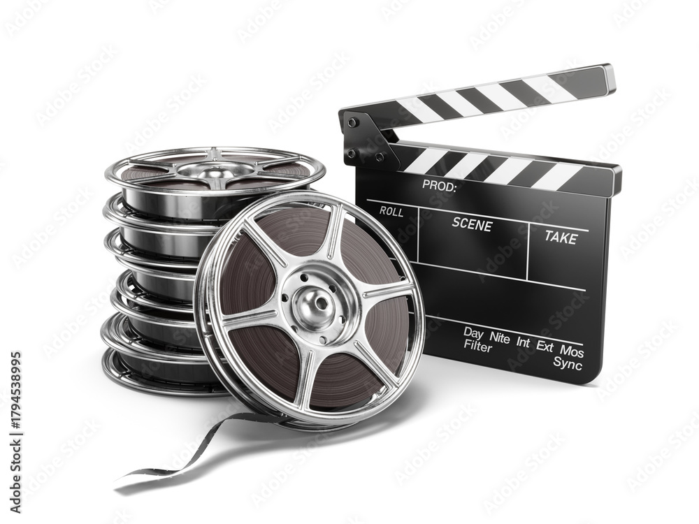 Film Reels and Clapper board - video icon Stock Illustration | Adobe Stock