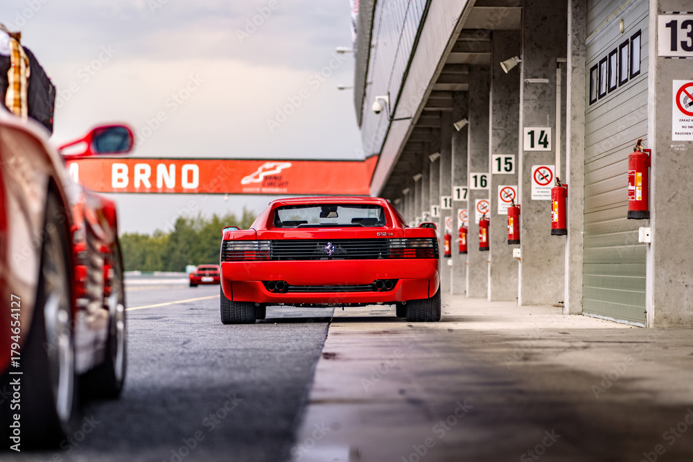 Brno, Czech Republic - October 10, 2025: Red sports car Ferrari 512 TR ...