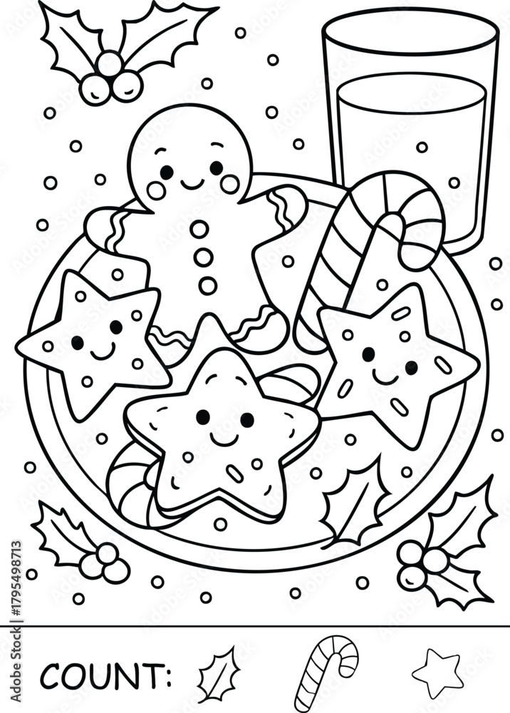 Gingerbread Cookies Christmas printable coloring page for kids ...