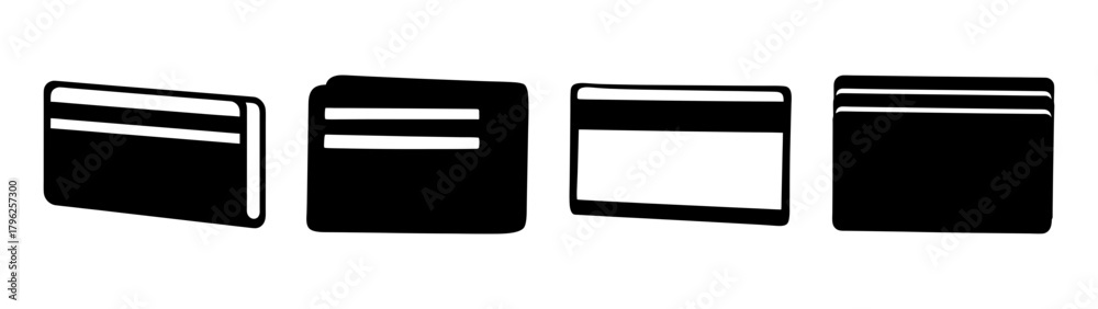 Row of four credit card sized health insurance cards showing different ...