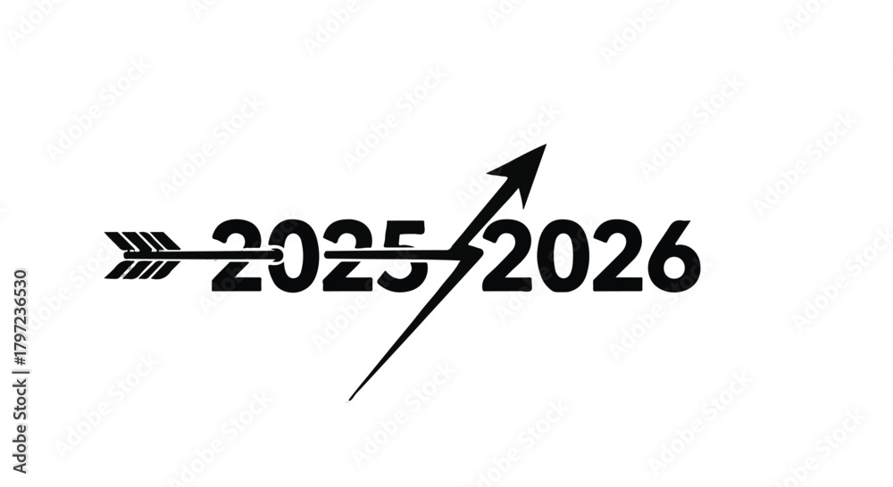 Arrow signifies progress and transition from 2025 to 2026, symbolizing ...
