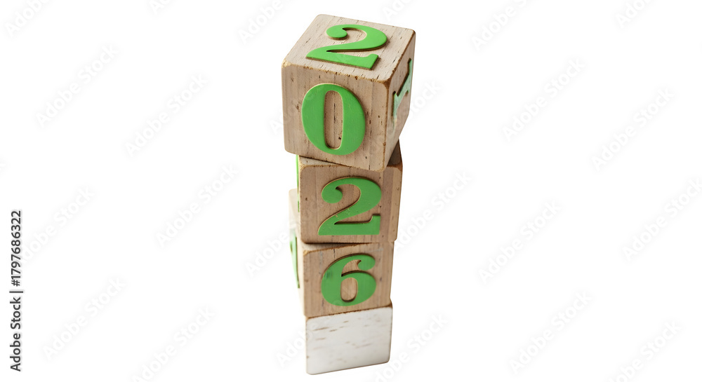 Wooden blocks stacked to display the year 2026, , representing future ...