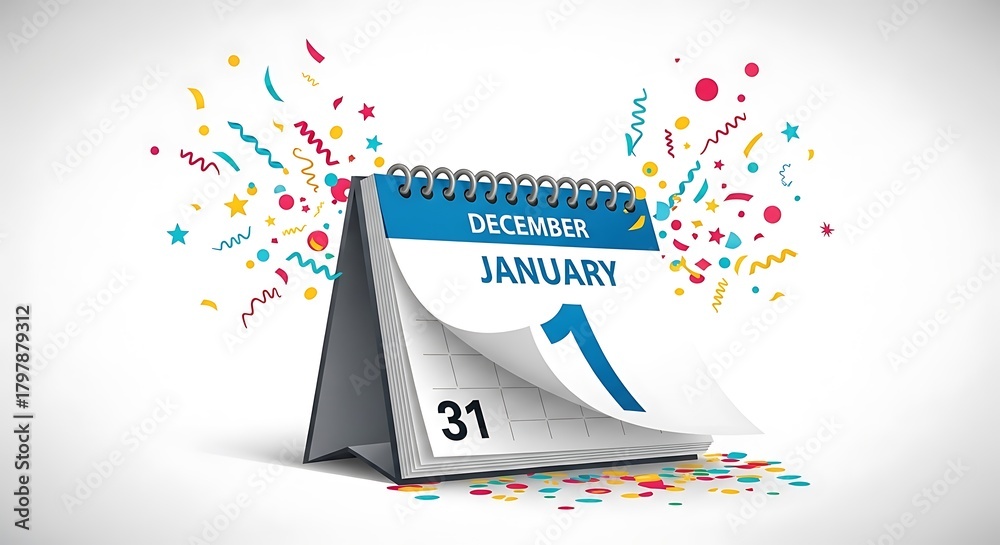 Celebrate new year calendar january december confetti party holiday ...
