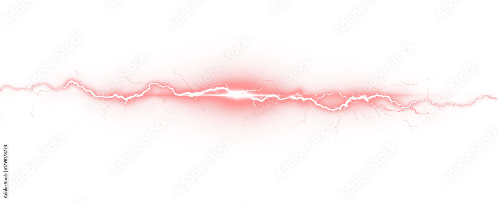 Stock-Illustration „Glowing red lightning strike PNG. Electric power ...