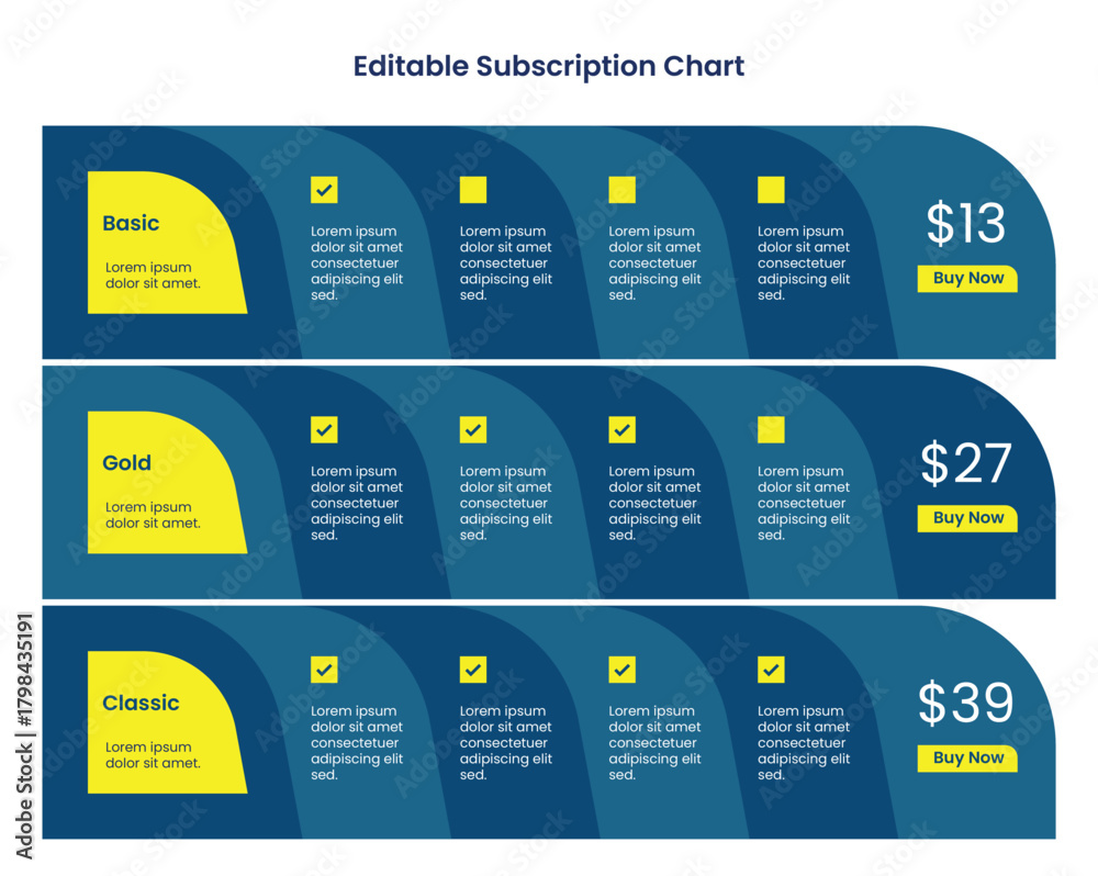 Subscription plans pricing comparison table infographic template ...
