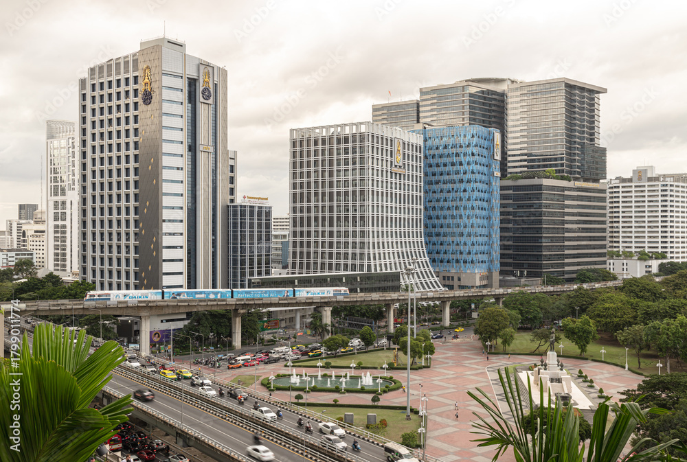 Bangkok, Thai - 22 Sep, 2025 - a prominent high-rise building, the BTS ...