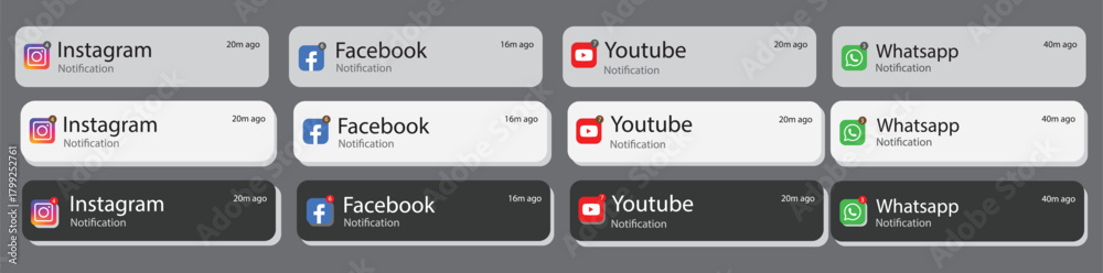 iOS notification mockup. iOS 26 update with liquid glass style ...