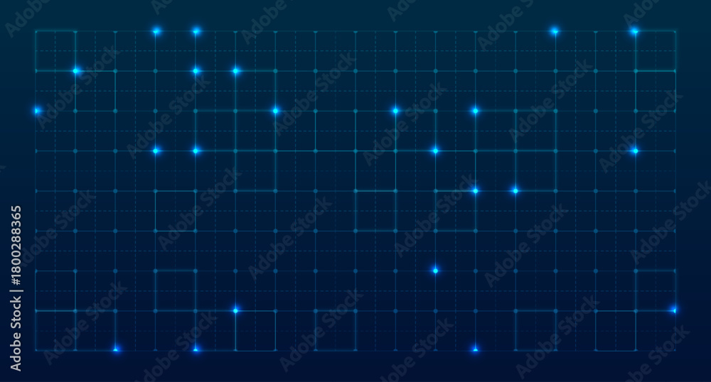 HUD grid tech interface. Blue square technology grid. Futuristic ...