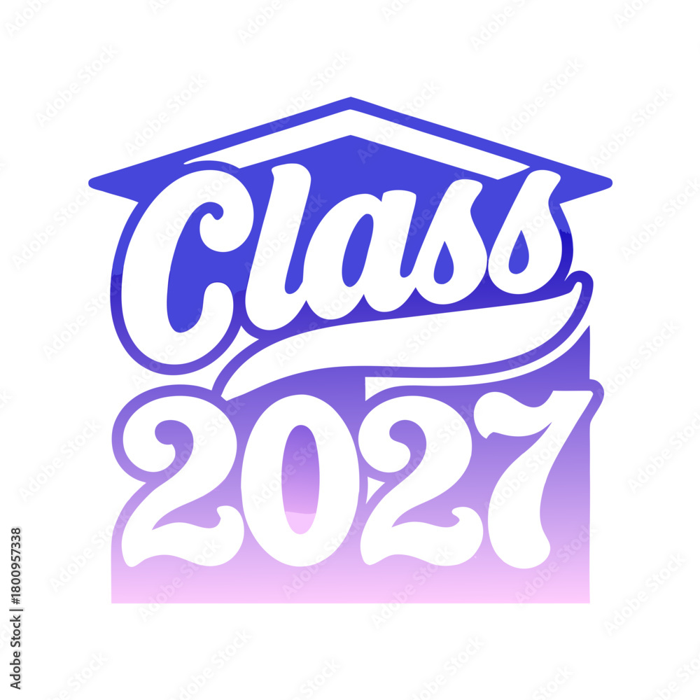 Class of 2027 script with graduation cap silhouette Stock Vector ...